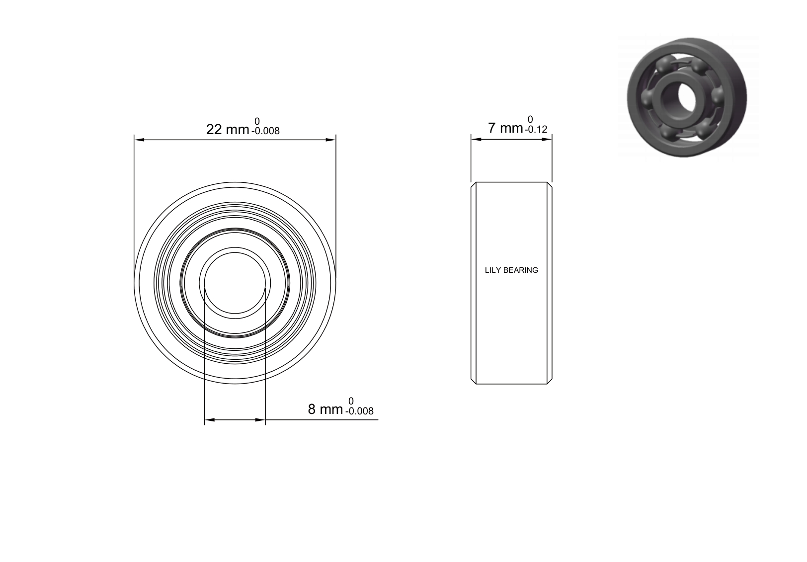 608/C3GFF MOD bearing - Single Row Deep Groove Ball Bearings | Bearing ...