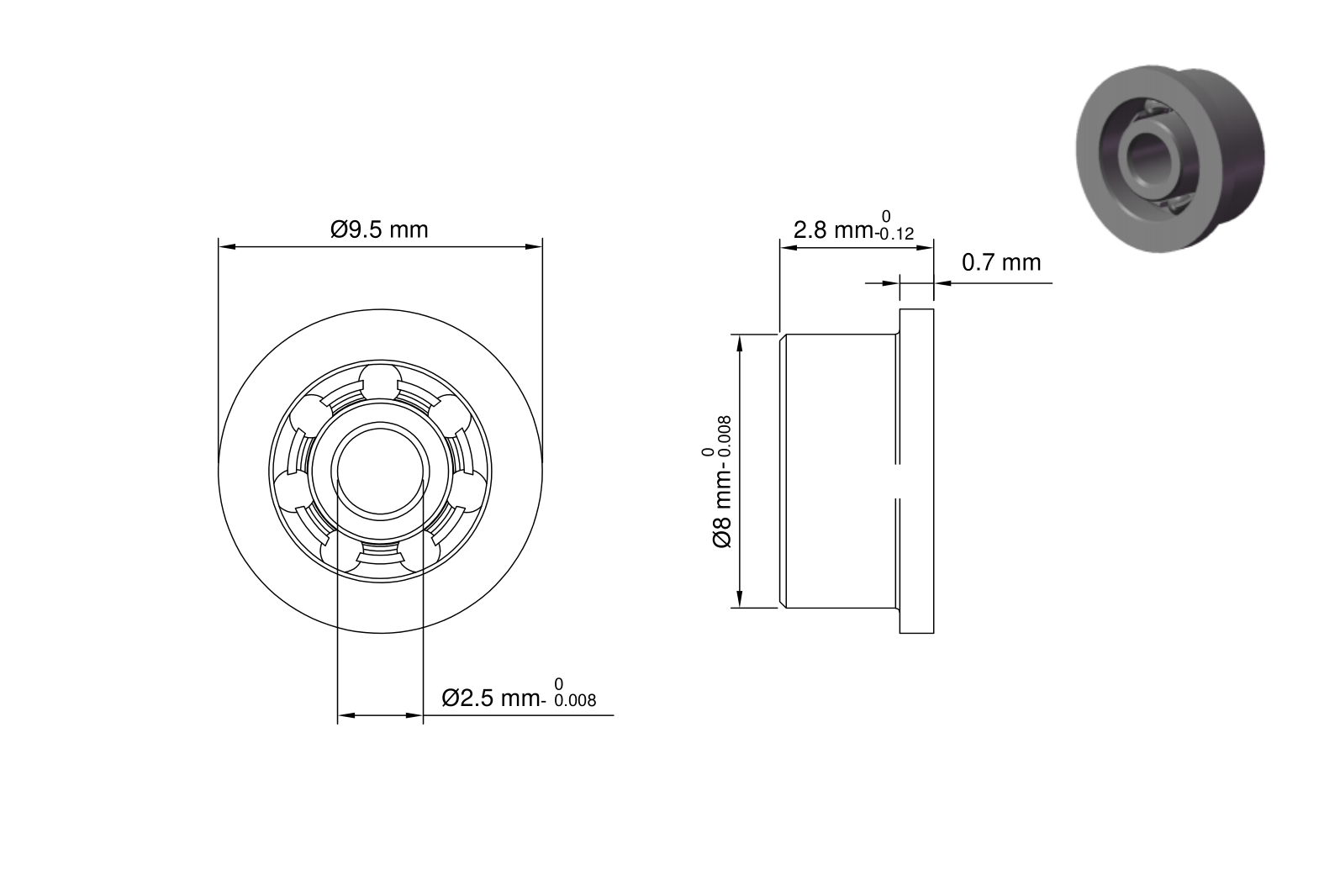 SF602x bearing - Metric Size Miniature Flanged Ball Bearings | Bearing ...